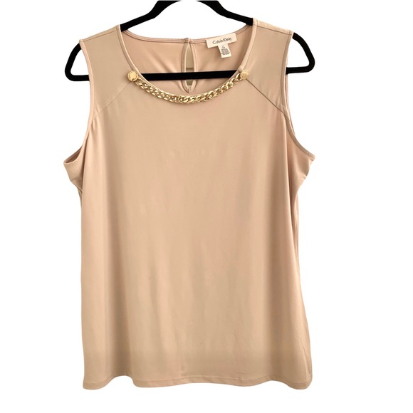 Calvin Klein | Tops | Calvin Klein Gold Chain Sleeveless Top | Poshmark